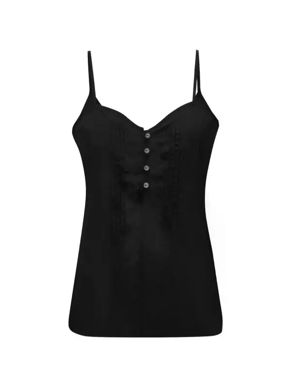 Victoria Beckham Rouleaux Pin-tucked Button-front Cami Top