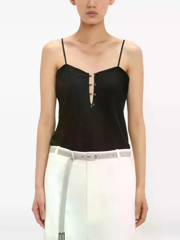 Victoria Beckham Rouleaux Pin-tucked Button-front Cami Top