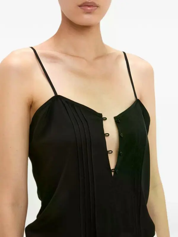 Victoria Beckham Rouleaux Pin-tucked Button-front Cami Top