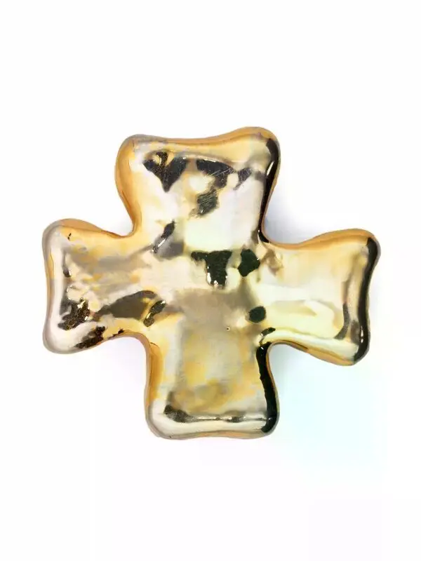 Christian Lacroix 1980s Cross Motif Brooch - Gold