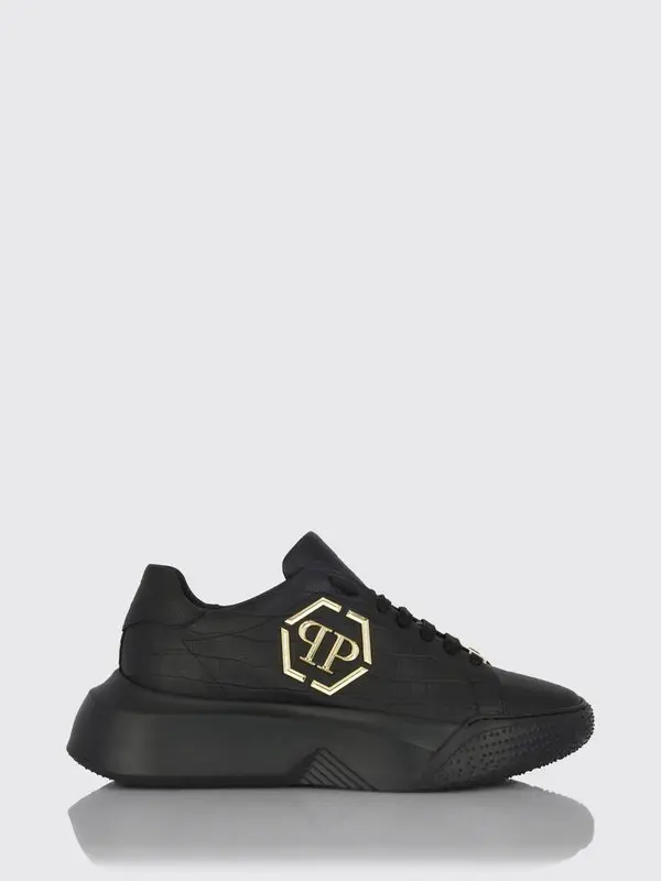 Philipp Plein Embellished Crocodile Effect Trainers - Black