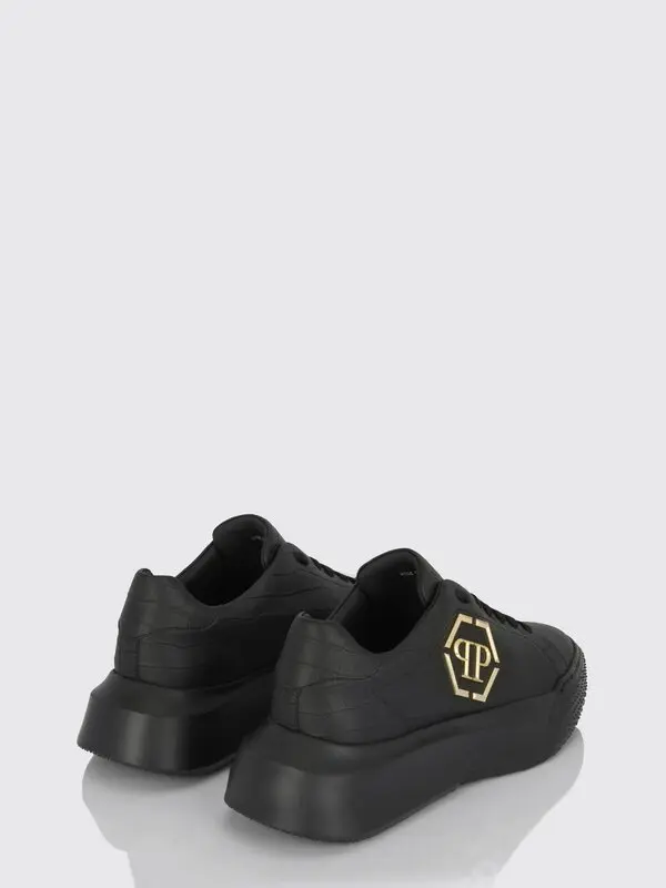 Philipp Plein Embellished Crocodile Effect Trainers - Black