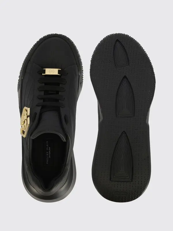 Philipp Plein Embellished Crocodile Effect Trainers - Black
