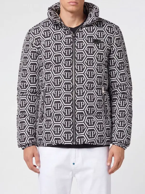 Philipp Plein Geometric Print Zip-up Jacket - Black