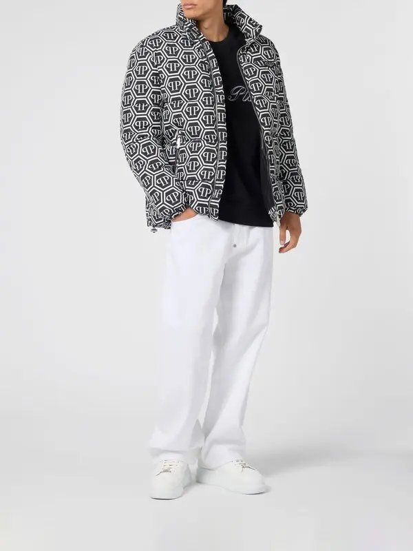Philipp Plein Geometric Print Zip-up Jacket - Black