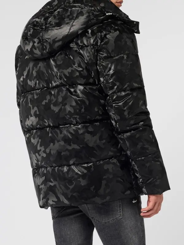 Philipp Plein Puffer Jacket With Camouflage Print - Black