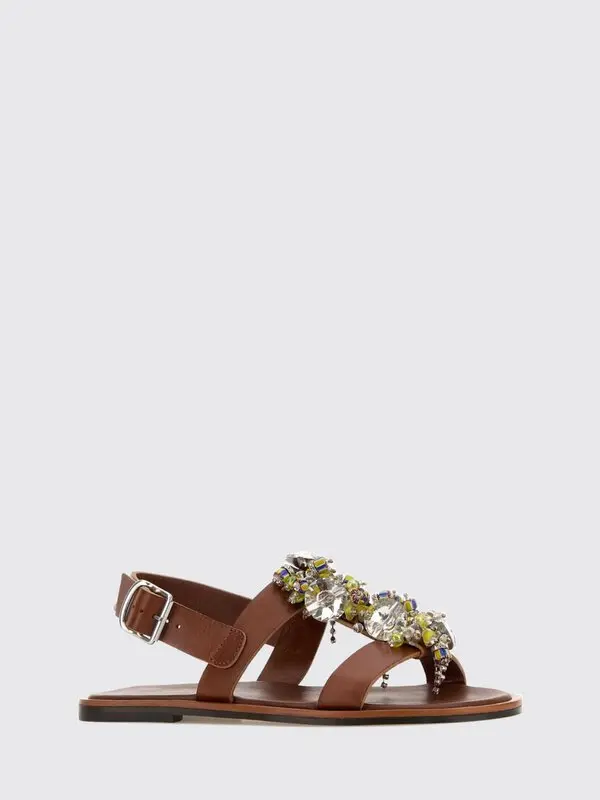 Dries Van Noten Embellished Flat Sandals - Red