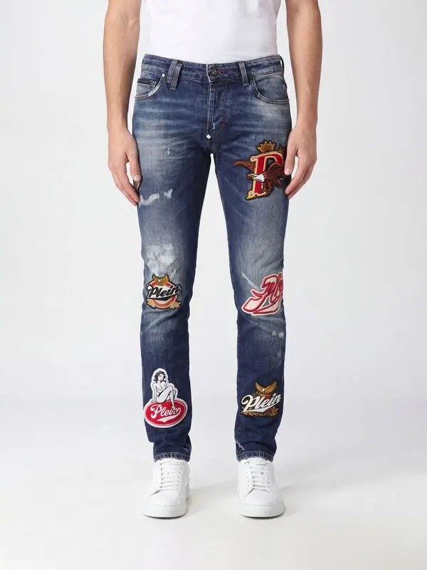 Philipp Plein Skinny Fit Distressed Jeans With Patches
