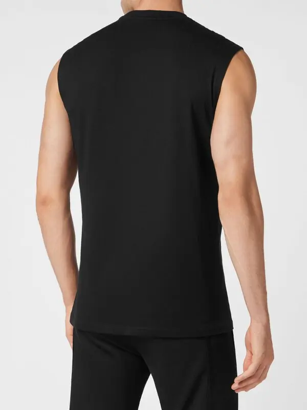 PLEIN SPORT Slim Fit Cotton Tank Top With Hexagon Logo - Black