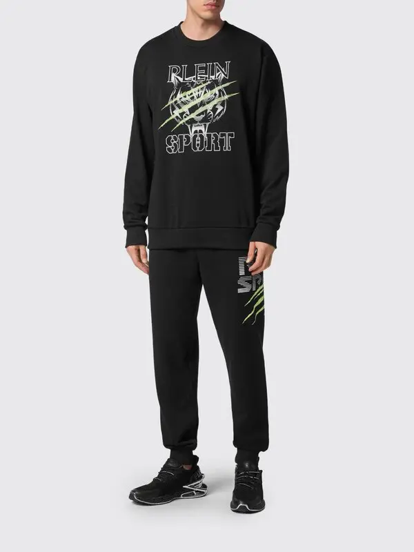 PLEIN SPORT Cotton Crewneck Sweatshirt With Graphic Print And Dropped Shoulders