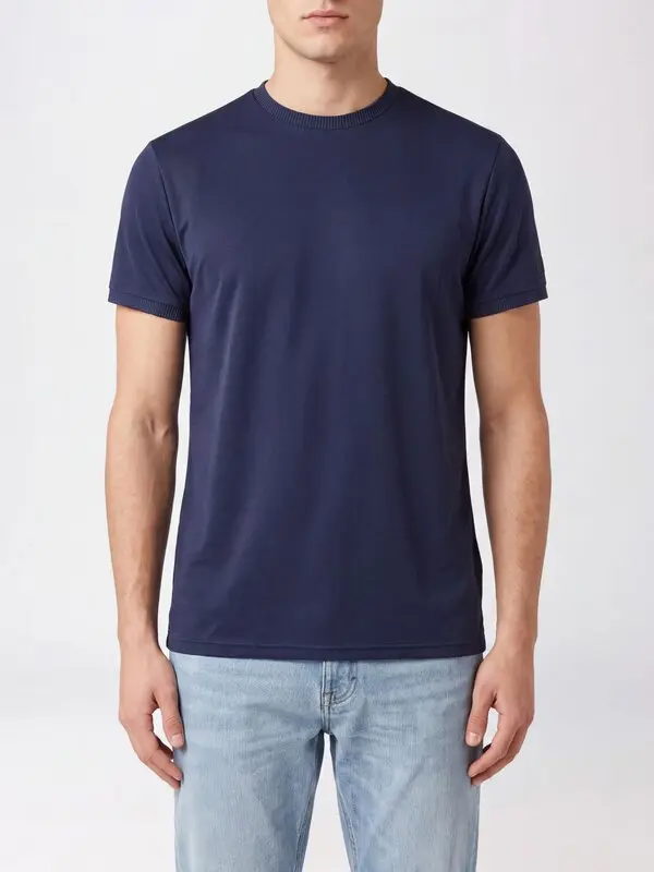 RRD Short-sleeved Crewneck T-shirt In Technical Fabric With Contrast Logo - Blue