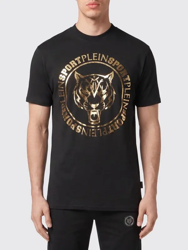 PLEIN SPORT Slim Fit Cotton T-shirt With Graphic Print And Tone-on-tone Logo - Black 1