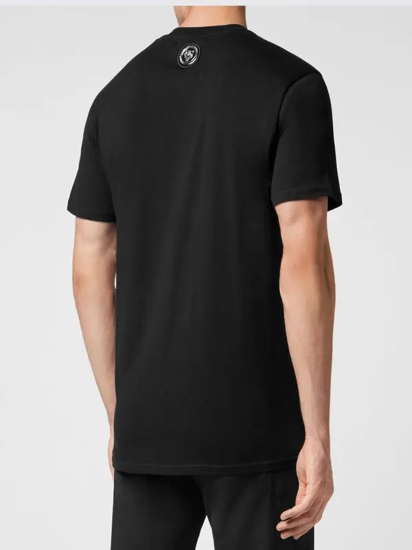 PLEIN SPORT Slim Fit Cotton T-shirt With Graphic Print And Tone-on-tone Logo - Black 1