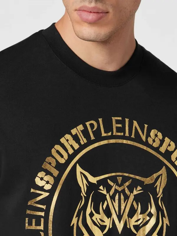 PLEIN SPORT Slim Fit Cotton T-shirt With Graphic Print And Tone-on-tone Logo - Black 1