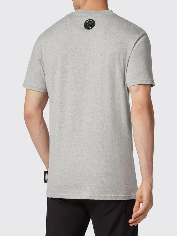 PLEIN SPORT Slim Fit Cotton T-shirt With Printed Logo On The Chest - Grey