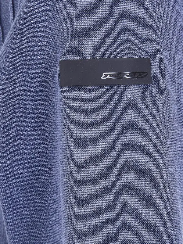 RRD Long-sleeve Crewneck Sweater In Pure Cotton With Ribbed Trims - Blue