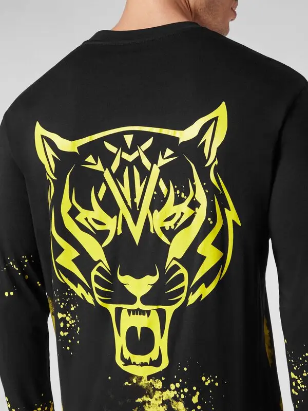 PLEIN SPORT Long-sleeved Cotton T-shirt With Abstract Graphic Print