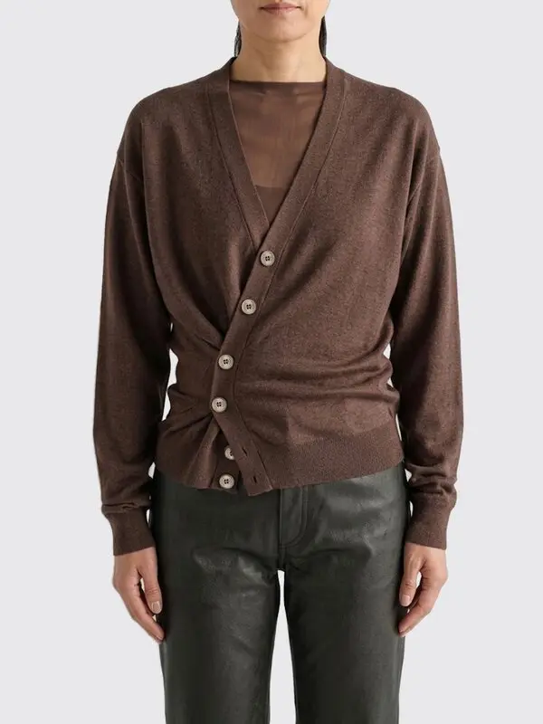 LEMAIRE Relaxed Fit V-neck Wool Blend Button Cardigan - Brown