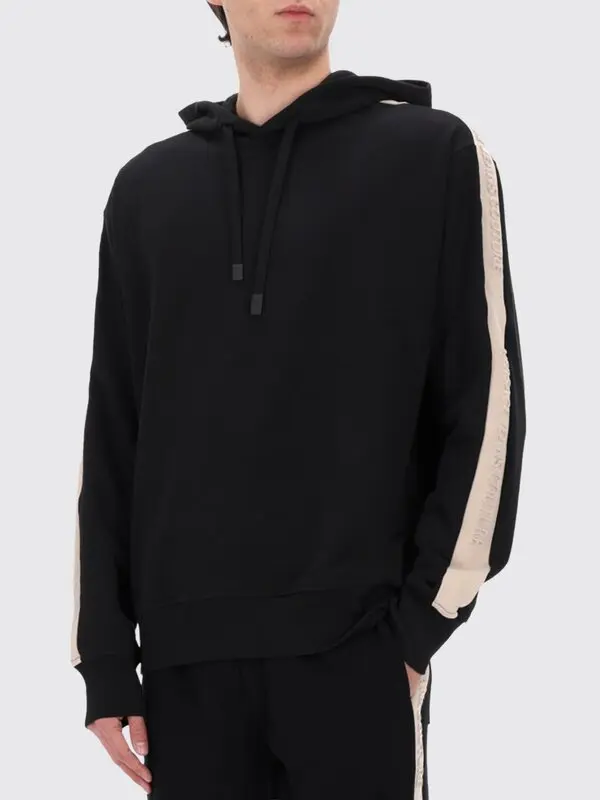 Versace Cotton Hoodie With Logo And Side Bands