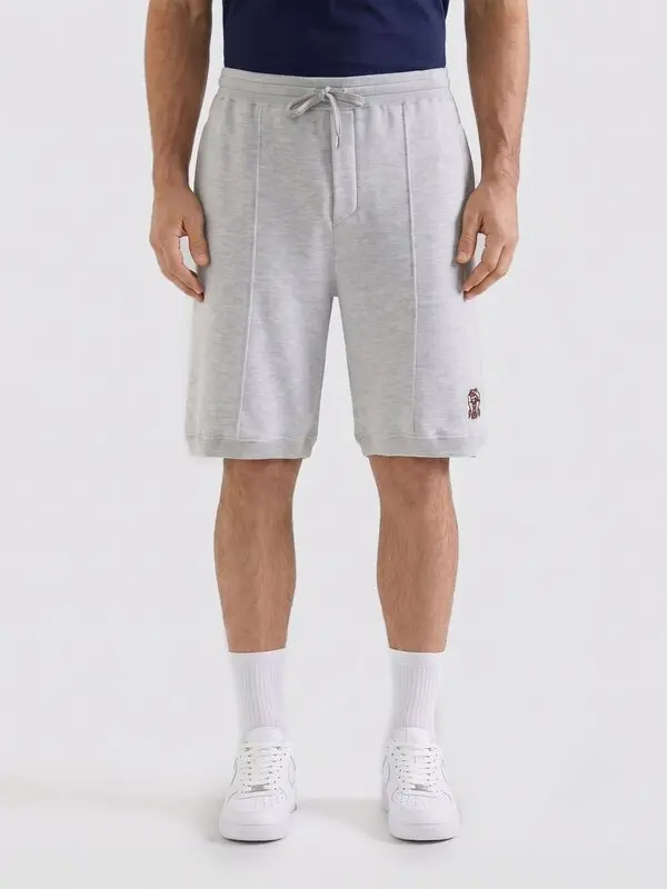 Brunello Cucinelli Silk And Cotton Sports Shorts With Embroidered Crest