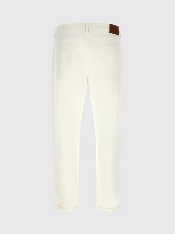 Brunello Cucinelli Straight Fit Stretch Cotton Denim Jeans - White