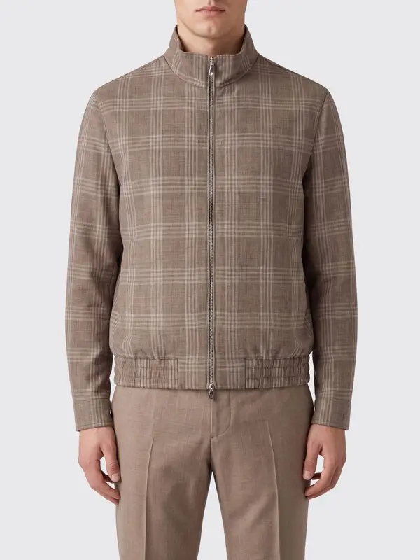 Brunello Cucinelli Wool And Silk Bomber Jacket With Tartan Plaid Pattern