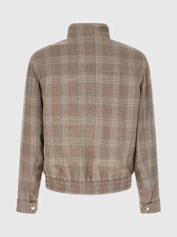 Brunello Cucinelli Wool And Silk Bomber Jacket With Tartan Plaid Pattern