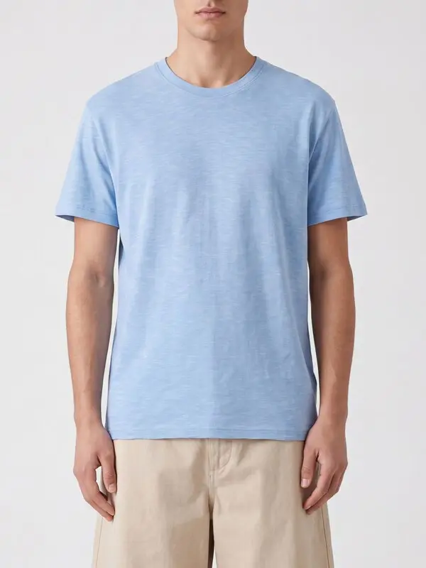 Closed Crew Neck Cotton T-shirt With A Straight Hem And Regular Shoulders - Gnawed Blue