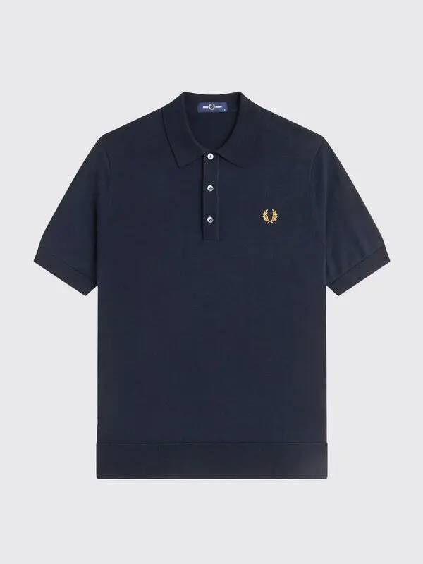 Fred Perry Knit Cotton Polo Shirt With Three-button Placket And Logo - Blue