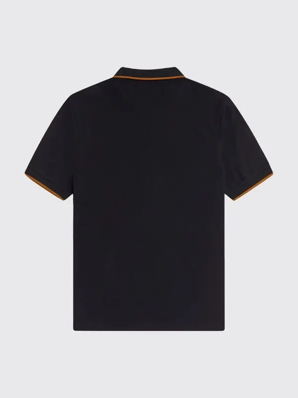 Fred Perry Zip-up Cotton Polo Shirt With Contrast Trims And Embroidered Logo