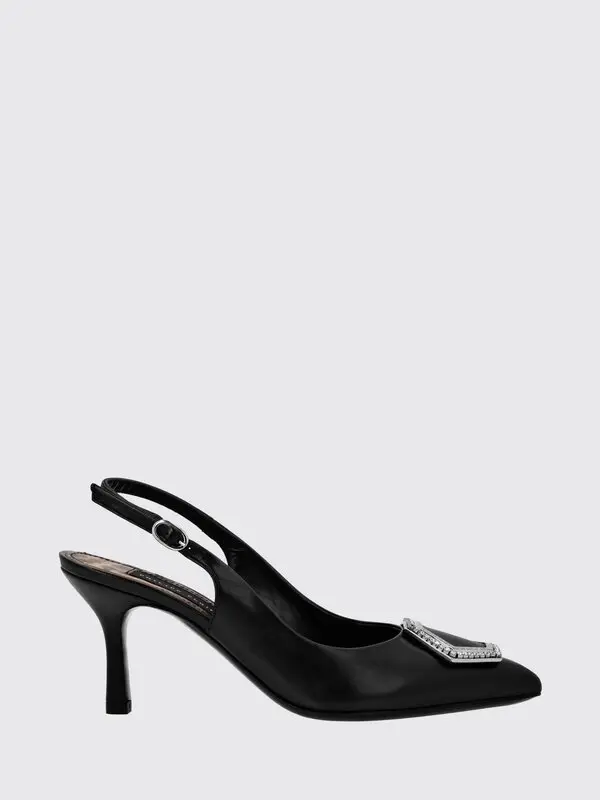 Philipp Plein Leather Slingback Pumps With Jewel Buckle And Stiletto Heel