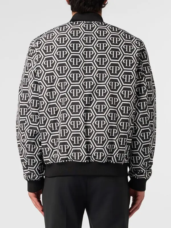 Philipp Plein Padded Monogram Bomber Jacket - Black