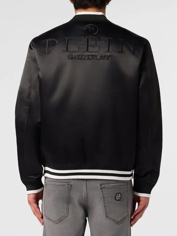 Philipp Plein Bomber Jacket With Contrasting Sleeves - Black