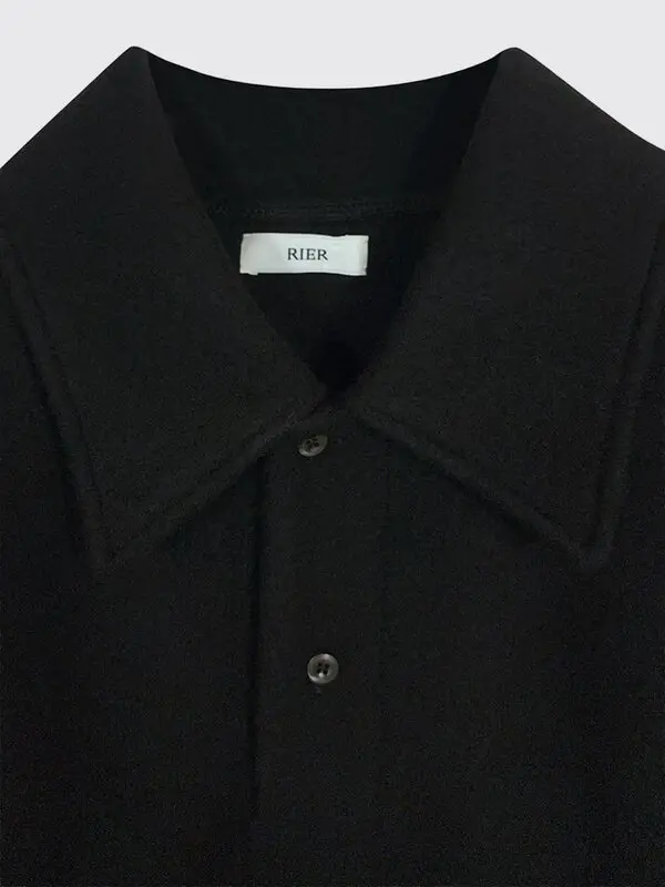 RIER Long-sleeved Pure Wool Polo Shirt With Two-button Placket