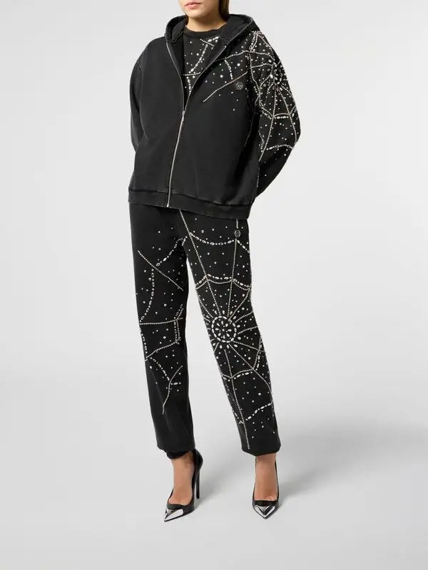 Philipp Plein Embellished Cotton Jogger Pants
