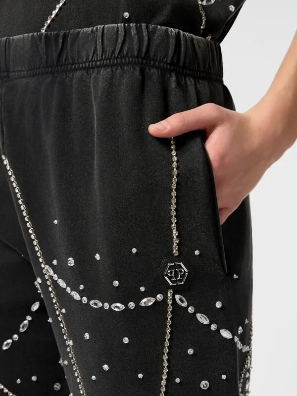 Philipp Plein Embellished Cotton Jogger Pants
