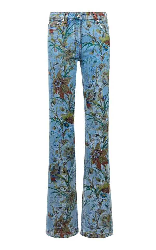 Etro Printed Low-rise Flared Jeans - Medium Wash