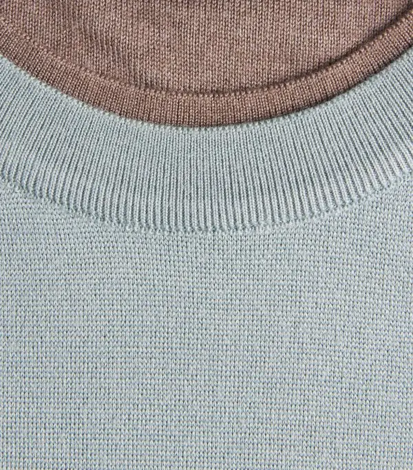 Paul & Shark Virgin Wool-silk Two-tone Crew-neck Sweater
