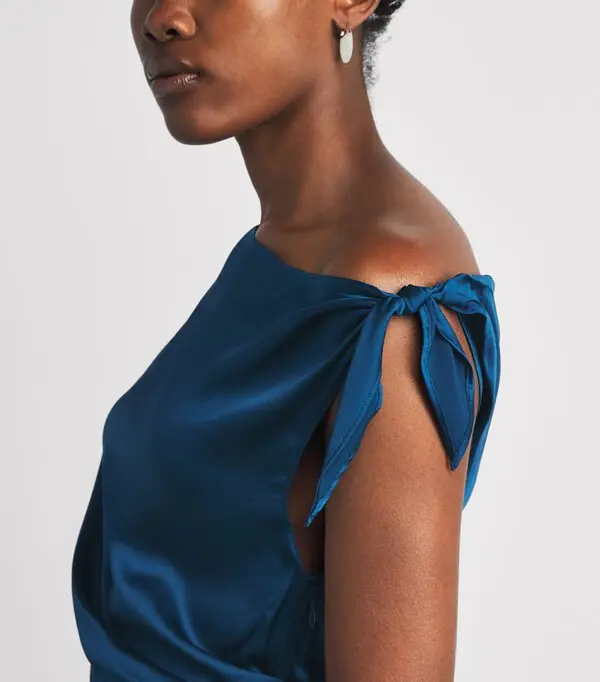 Staud Silk Portia One-shoulder Midi Dress