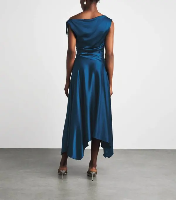 Staud Silk Portia One-shoulder Midi Dress