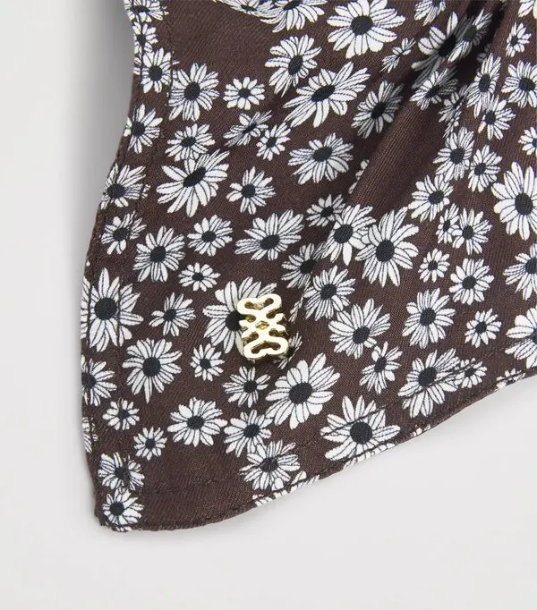 Sandro Silk Floral Print Scrunchie - Brown