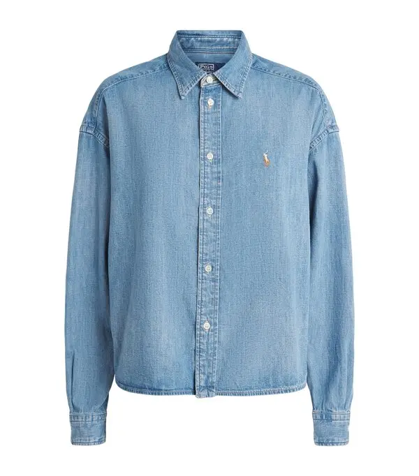 Polo Ralph Lauren Denim Shirt With Embroidered Pony - Blue
