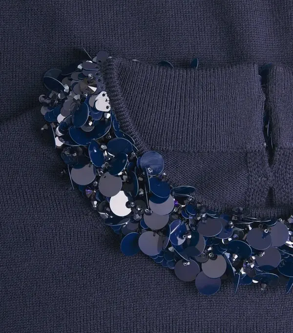 Ulla Johnson Merino Wool Embellished Crewneck T-shirt