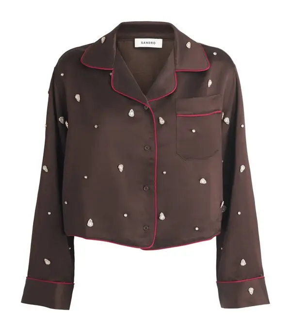 Sandro Embellished Pyjama-style Shirt - Brown