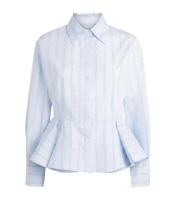 Sandro Cotton Stripe Peplum Shirt