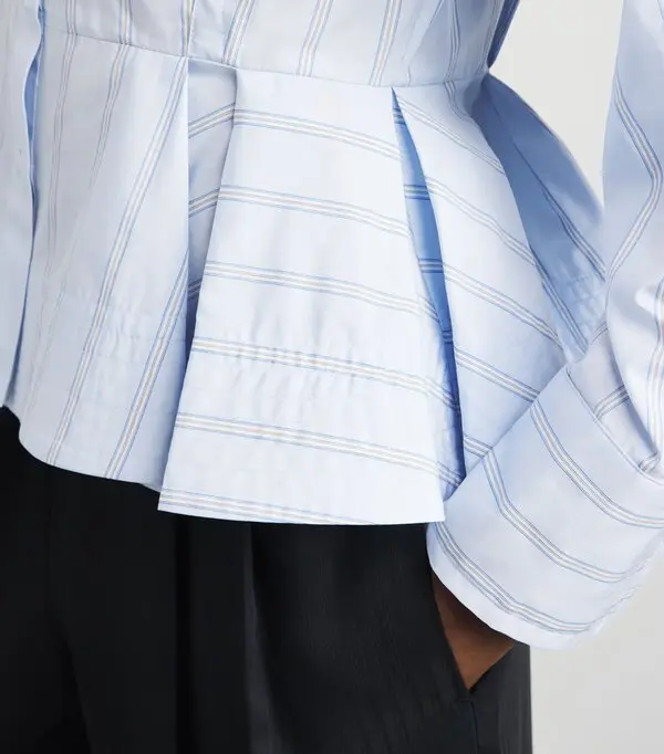 Sandro Cotton Stripe Peplum Shirt