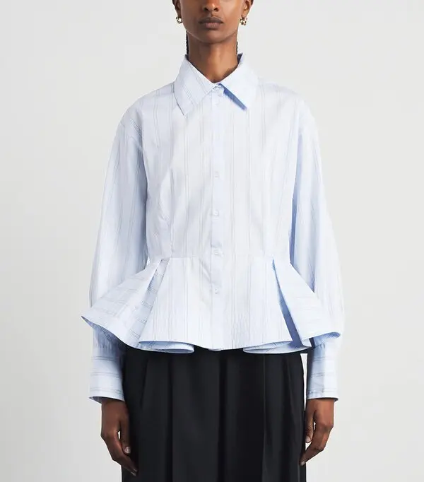 Sandro Cotton Stripe Peplum Shirt