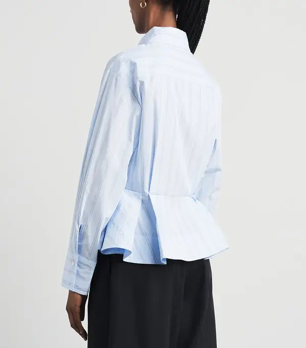 Sandro Cotton Stripe Peplum Shirt