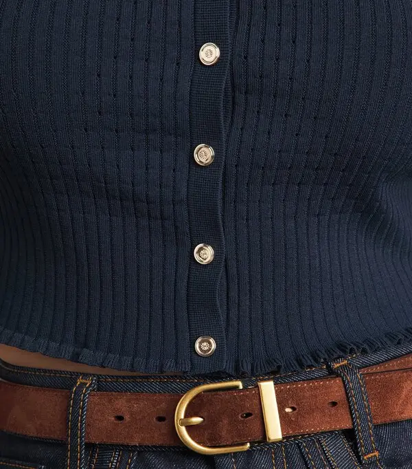 Sandro Rib-knit Cropped Cardigan