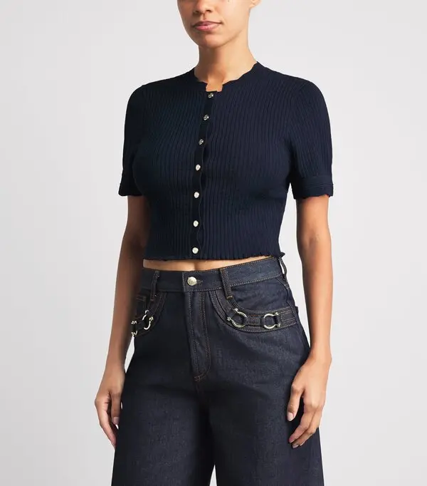 Sandro Rib-knit Cropped Cardigan